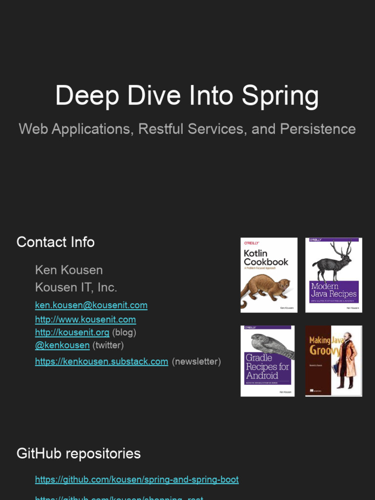 Deep Dive Into Spring | PDF | Spring Framework | Software