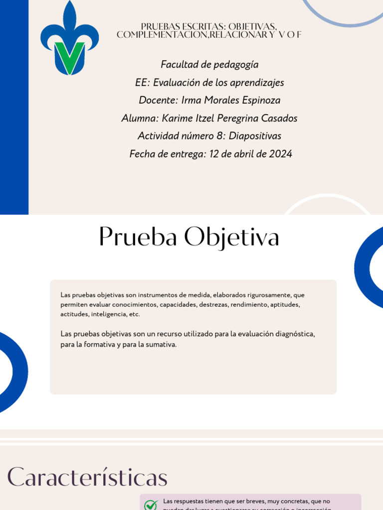 Tipos de Pruebas Objetivas | PDF | Evaluación | Información