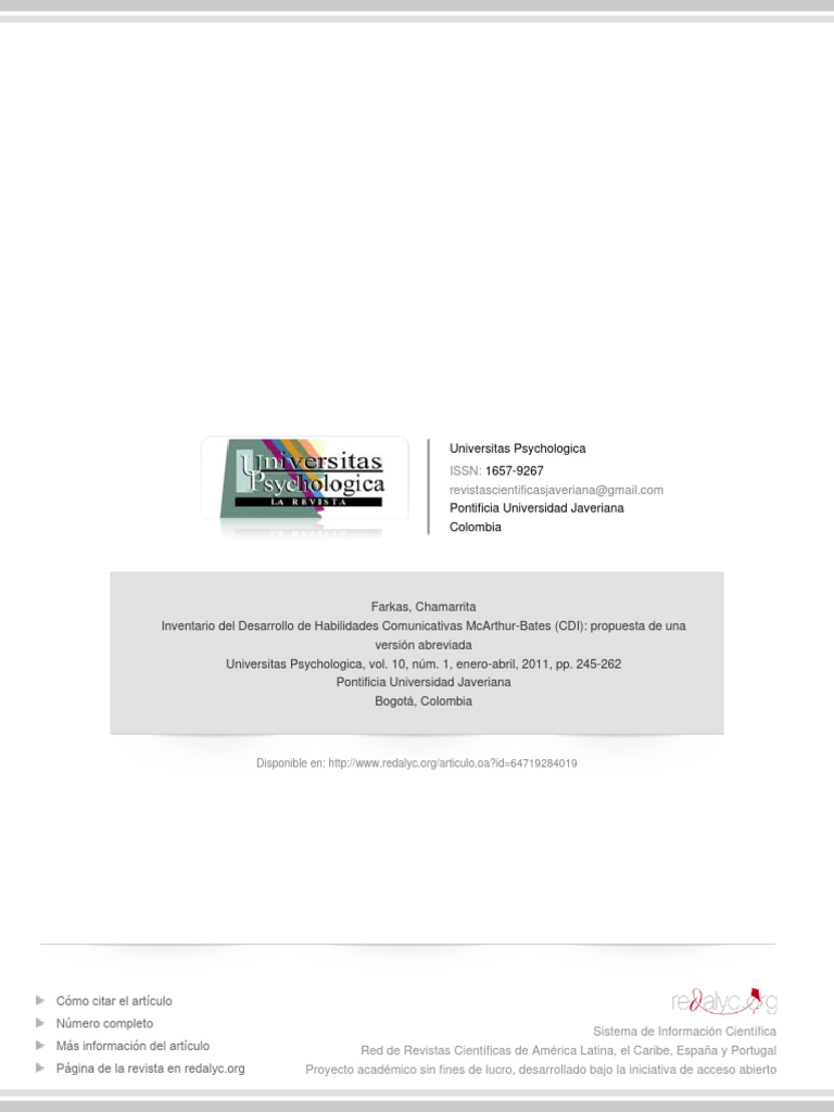 Versión Abreviada del CDI McArthur-Bates | PDF | Lingüística | Sintaxis