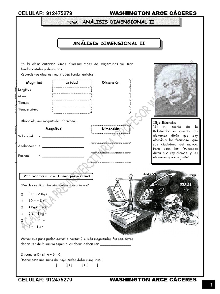 Ejercicios de Análisis Dimensional II | PDF | Unidades de medida ...