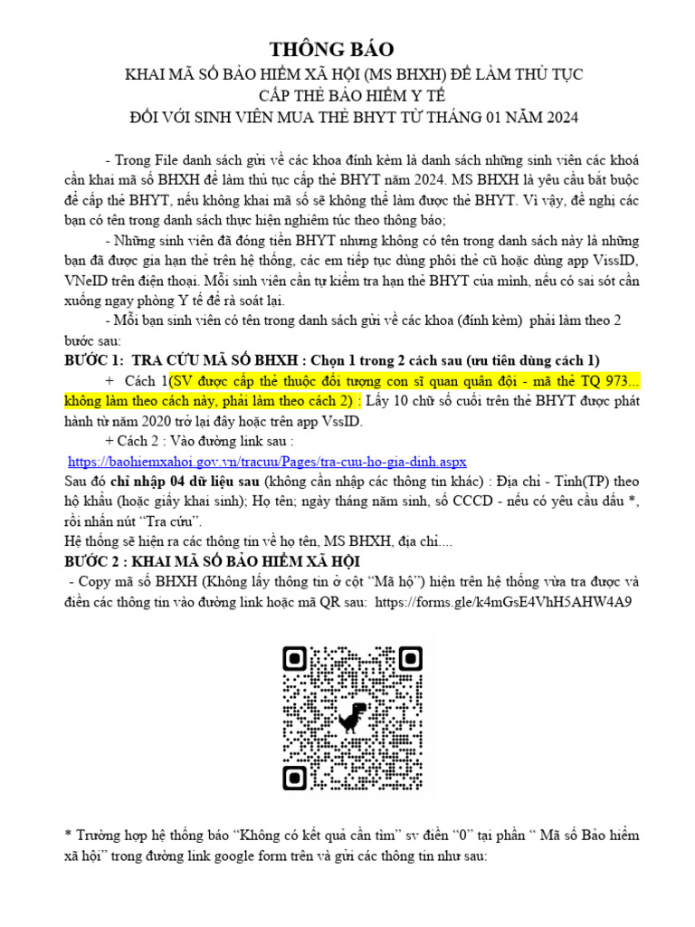 Thong Bao Khai Ma So BHXH 2024 | PDF