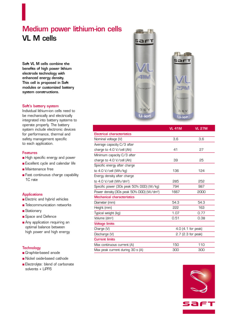 VL41M | PDF | Lithium Ion Battery | Electricity