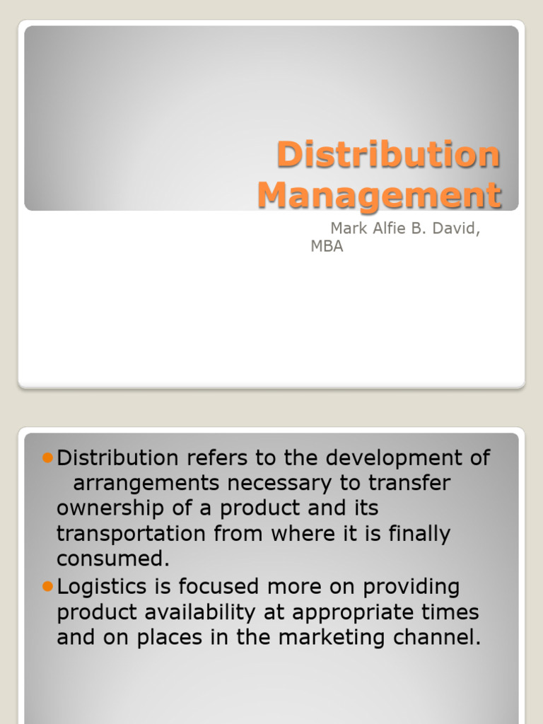 Distribution Management | PDF | Cargo | Service Industries