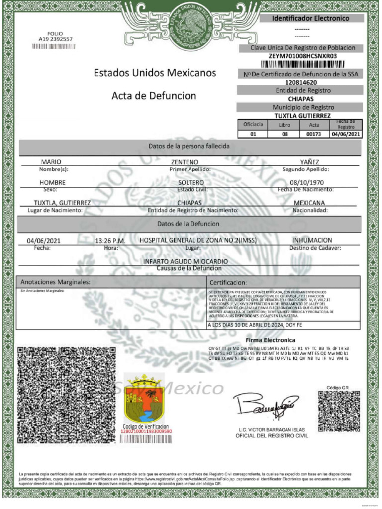 Acta Defuncion Completa | PDF