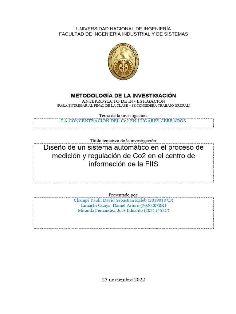 Anteproyecto de Investigacion (Metodologia de La Investigacion) | PDF ...