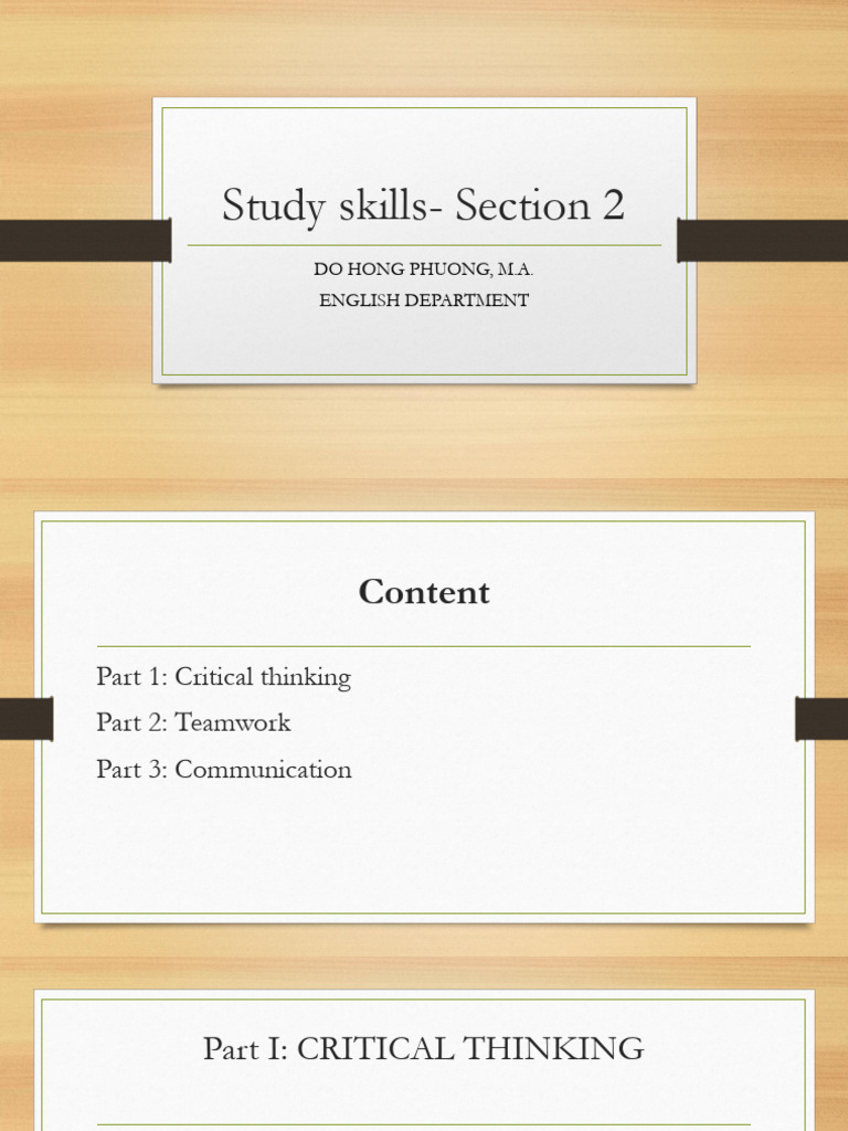 Study Skills - Section 2 | PDF | Critical Thinking | Thought