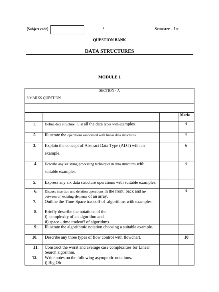 Data Structure MCA Question Bank | PDF | Algorithms | Queue (Abstract ...