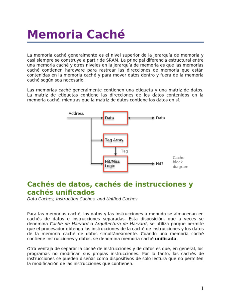 Caches | PDF | Caché (Computación) | Almacenamiento de datos de la computadora
