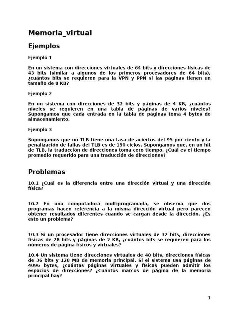 Memoria_virtual_ejercicios | PDF | Caché (Computación) | Poco