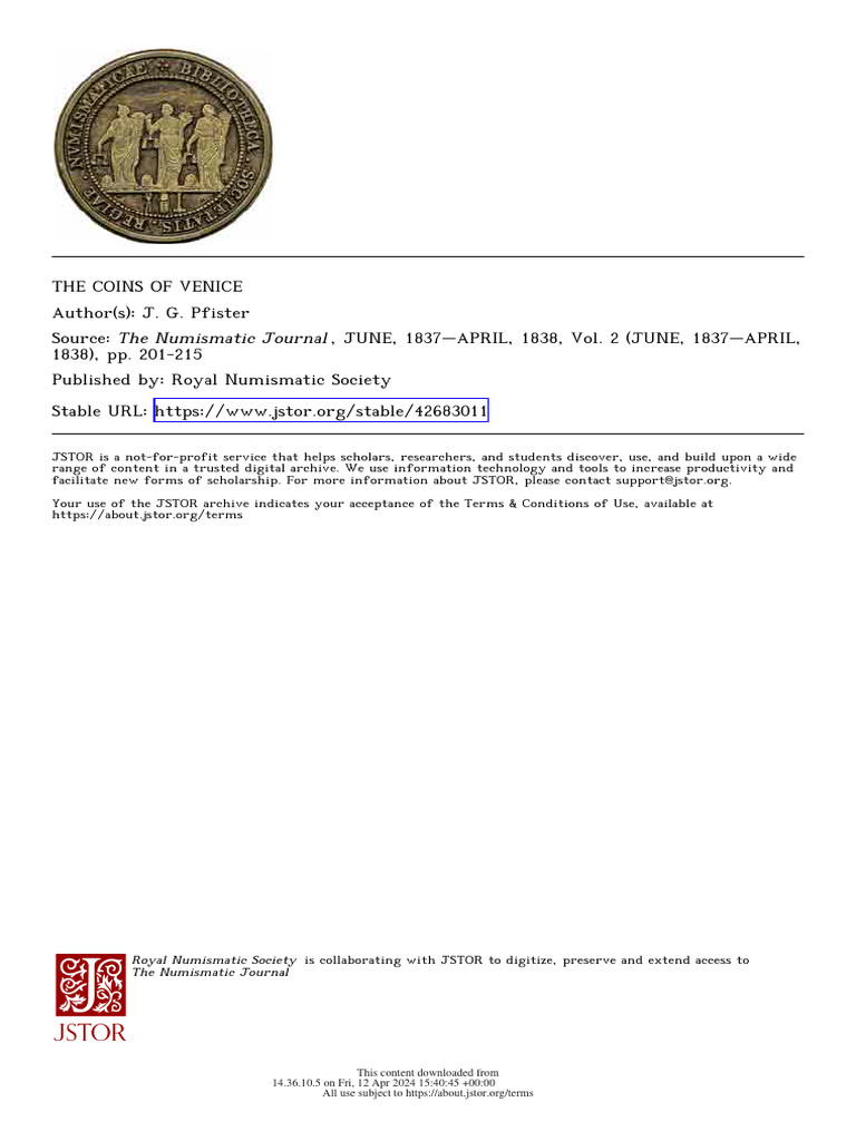 Venice Coins: A Numismatic Study | PDF | Information Science