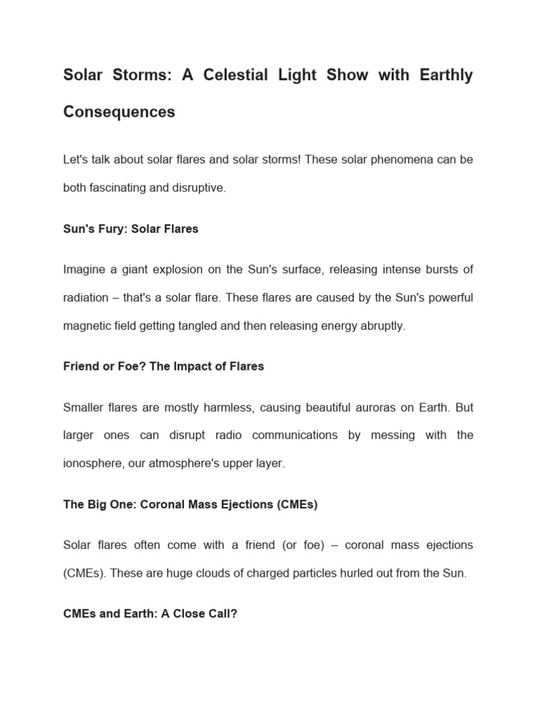 Solar Storms: Impact and Preparedness | PDF