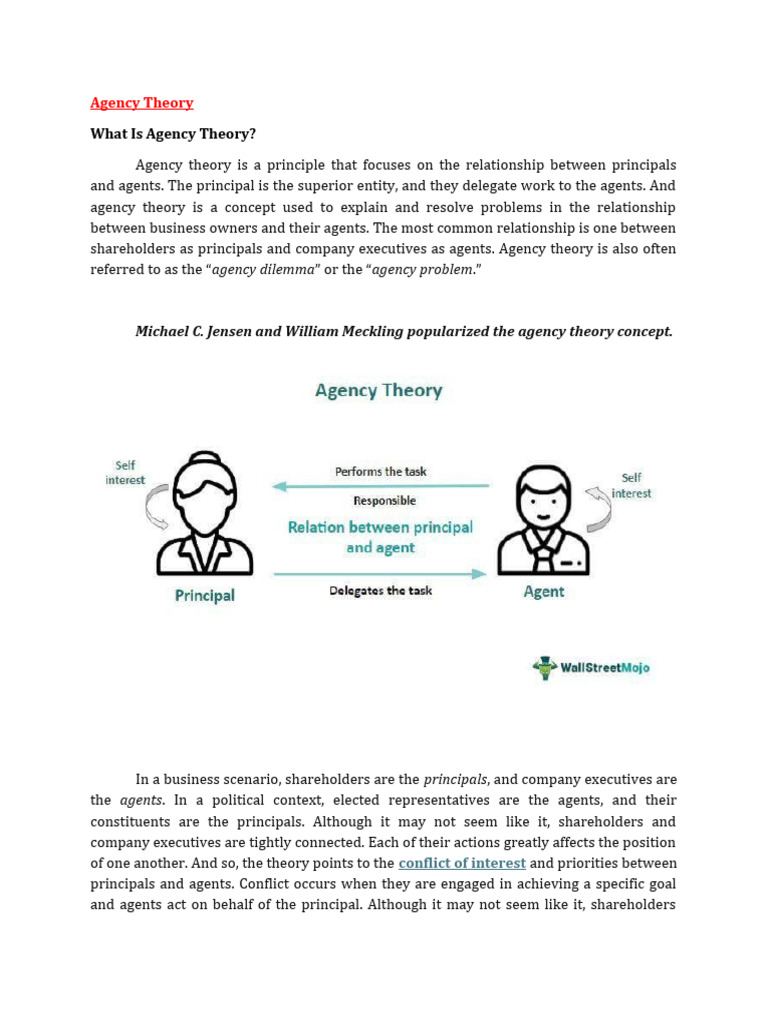 Agency Theory Final INfo | PDF | Investment Management | Incentive