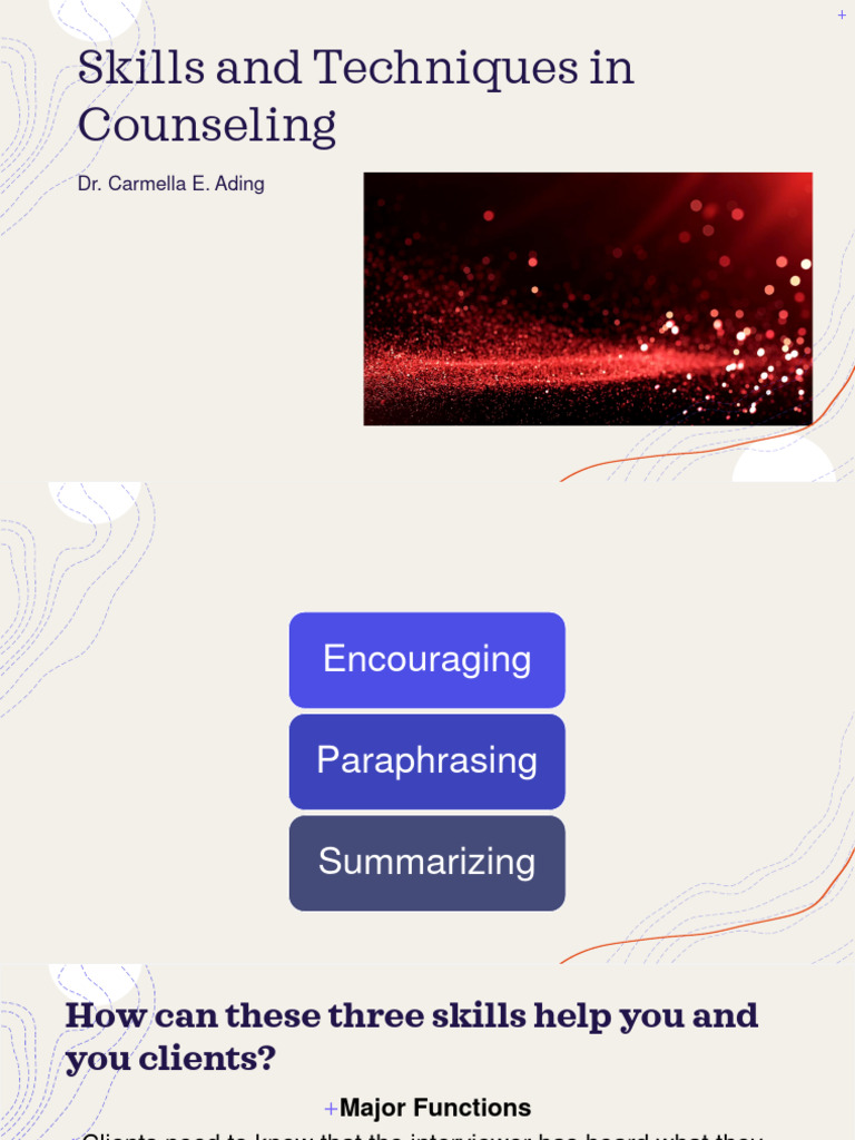 Essential Counseling Skills: Encouraging, Paraphrasing, Summarizing ...
