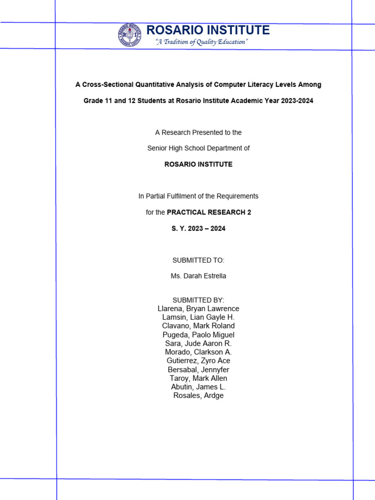 Research Paper - Chapter 1 - 3 | PDF | Survey Methodology | Literacy