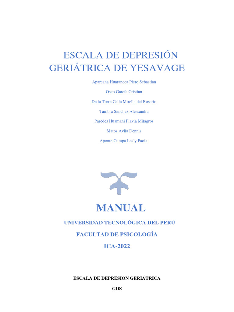 S17.manual Depre - Geriátrica | PDF | Depresión (estado de ánimo) | Trastorno depresivo mayor