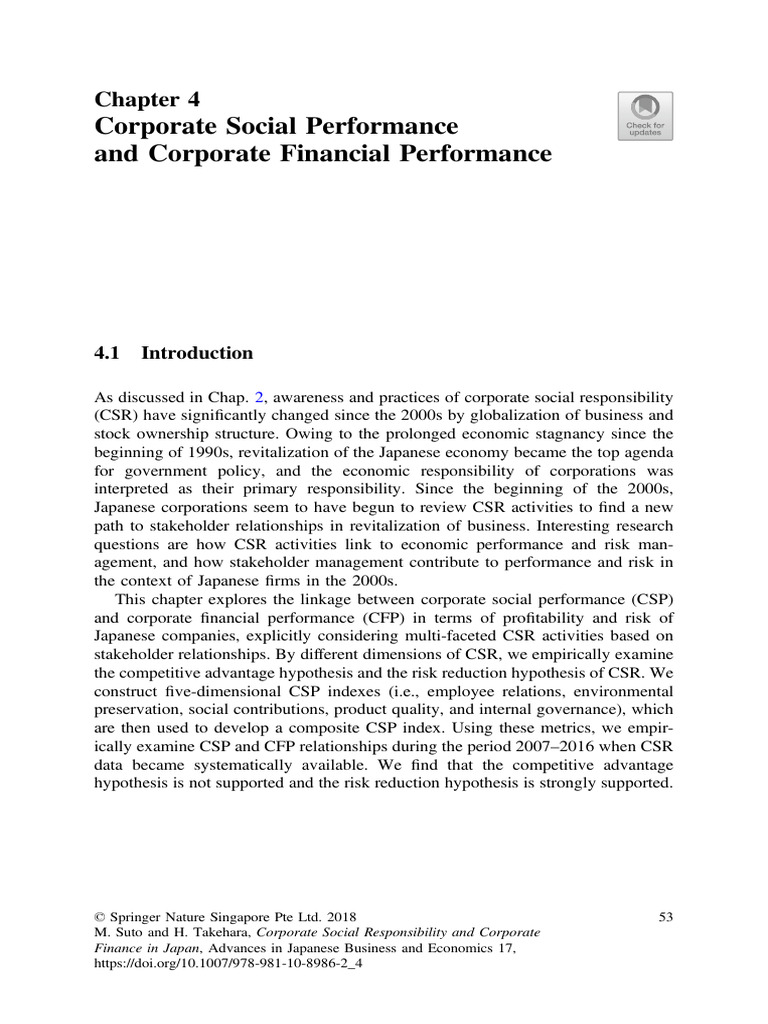 Corporate Social Performanceand Corporate Financial Performance | PDF | Corporate Social ...