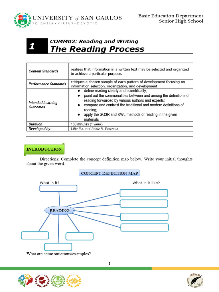 Module 1 - The Reading Process Ay 2023-2024 | PDF | Reading ...