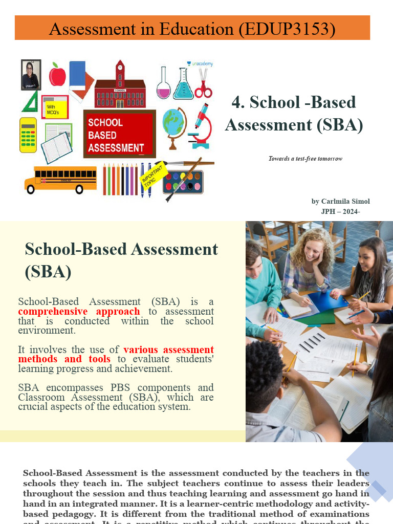 Topic 4 School Based Assessment SBA | PDF | Educational Assessment ...