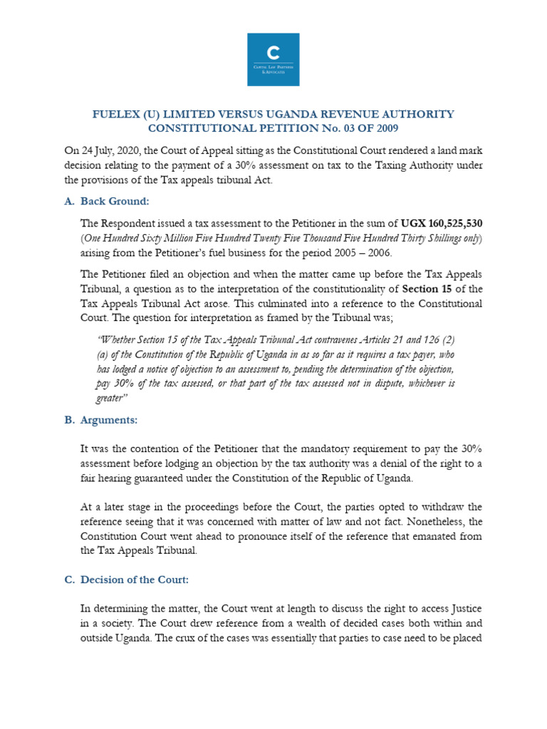CLPA Case Review - Fuelex Vs URA | PDF | Taxes | Tribunal