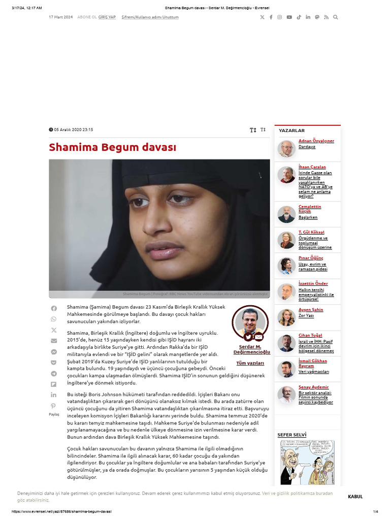 Shamima Begum Davası - Serdar M. Değirmencioğlu - Evrensel | PDF