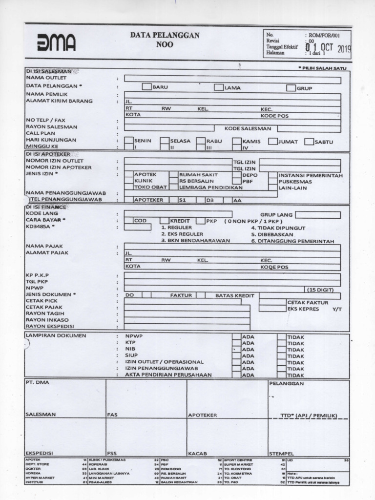 FORM PELANGGAN Dan SPESIMEN | PDF