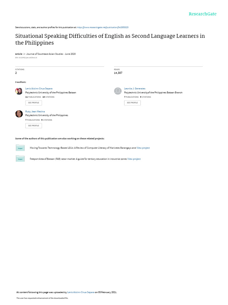 Separa 2020 JATI | PDF | English As A Second Or Foreign Language | Second Language Acquisition