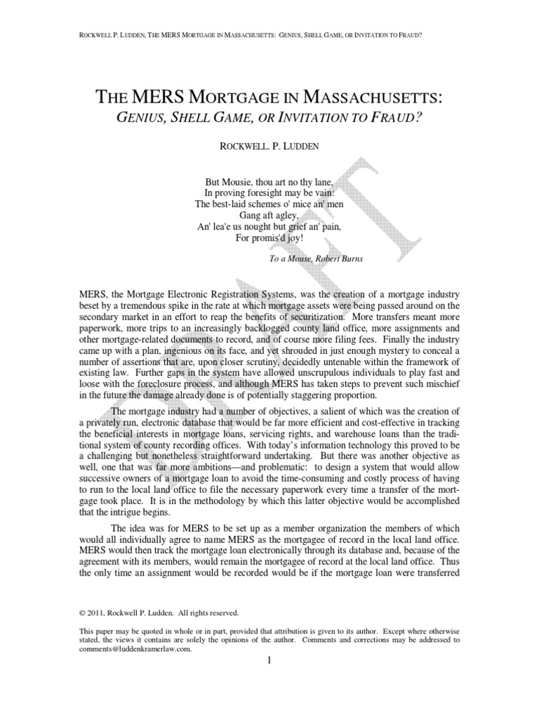 Mers Paper | PDF | Mortgage Law | Foreclosure