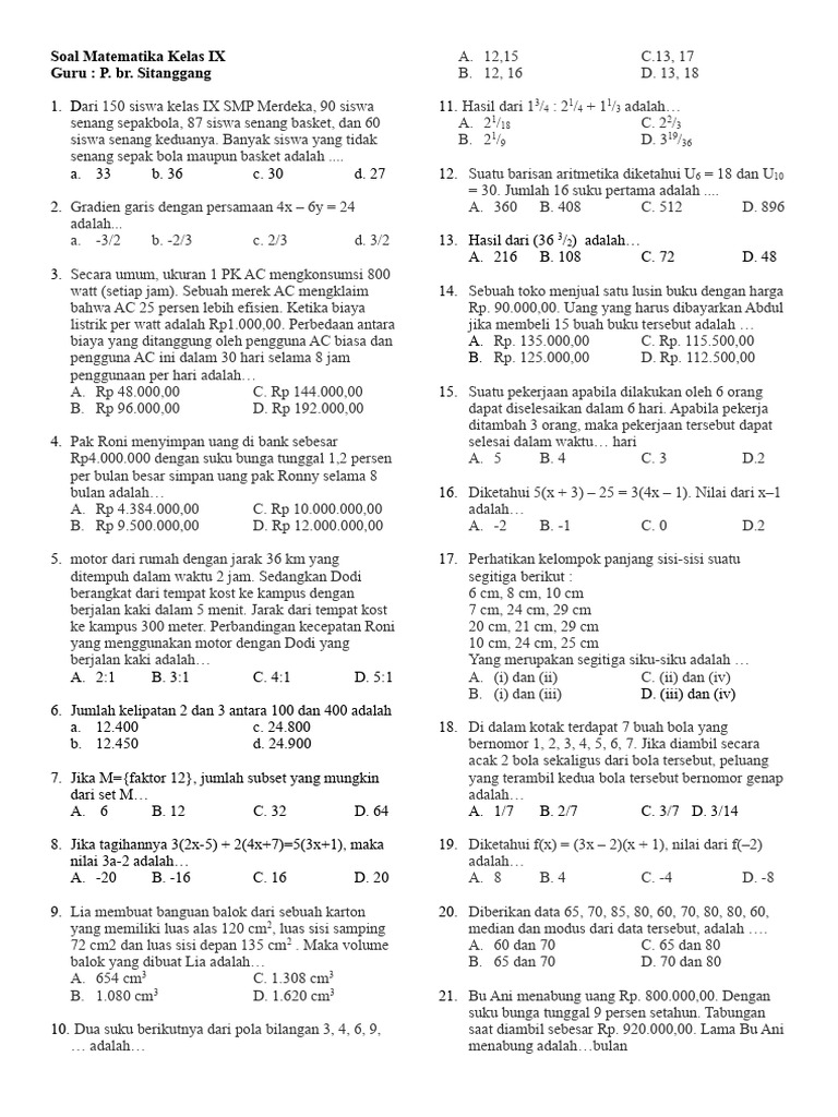 Soal TO Kelas 9 | PDF
