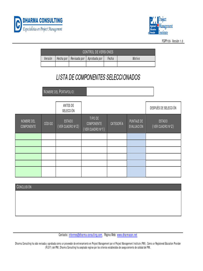 FGPF - 100 - Lista de Componentes Seleccionados | PDF