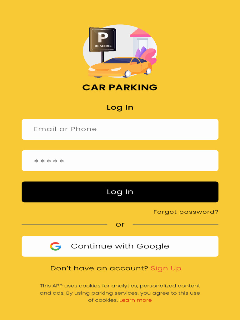 Car Parking App Login and Signup Guide | PDF