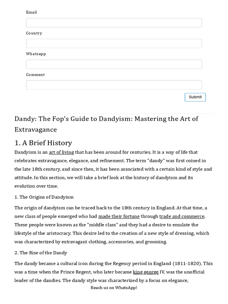 Dandy - The Fop's Guide To Dandyism - Mastering The Art of Extravagance ...