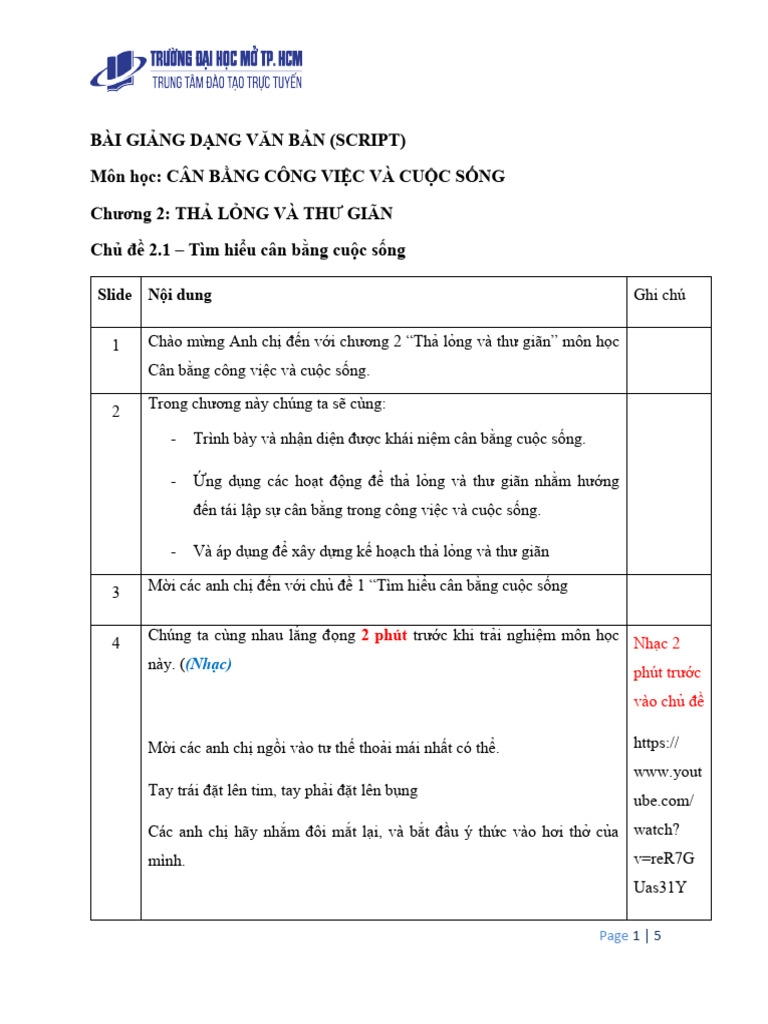 Script - Chuong 2 - Chu de 2.1 | PDF