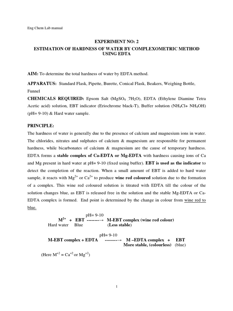 Experiment-2-Hardness Estimation Using EDTA | PDF | Titration | Chemistry