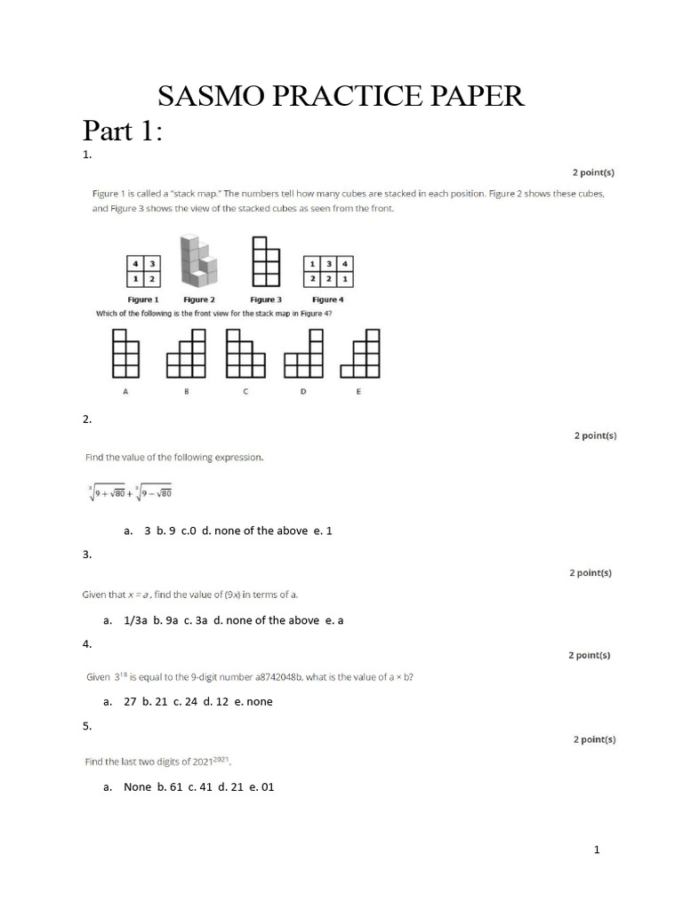 SASMO 2023 G11 PRACTICE PAPER | PDF