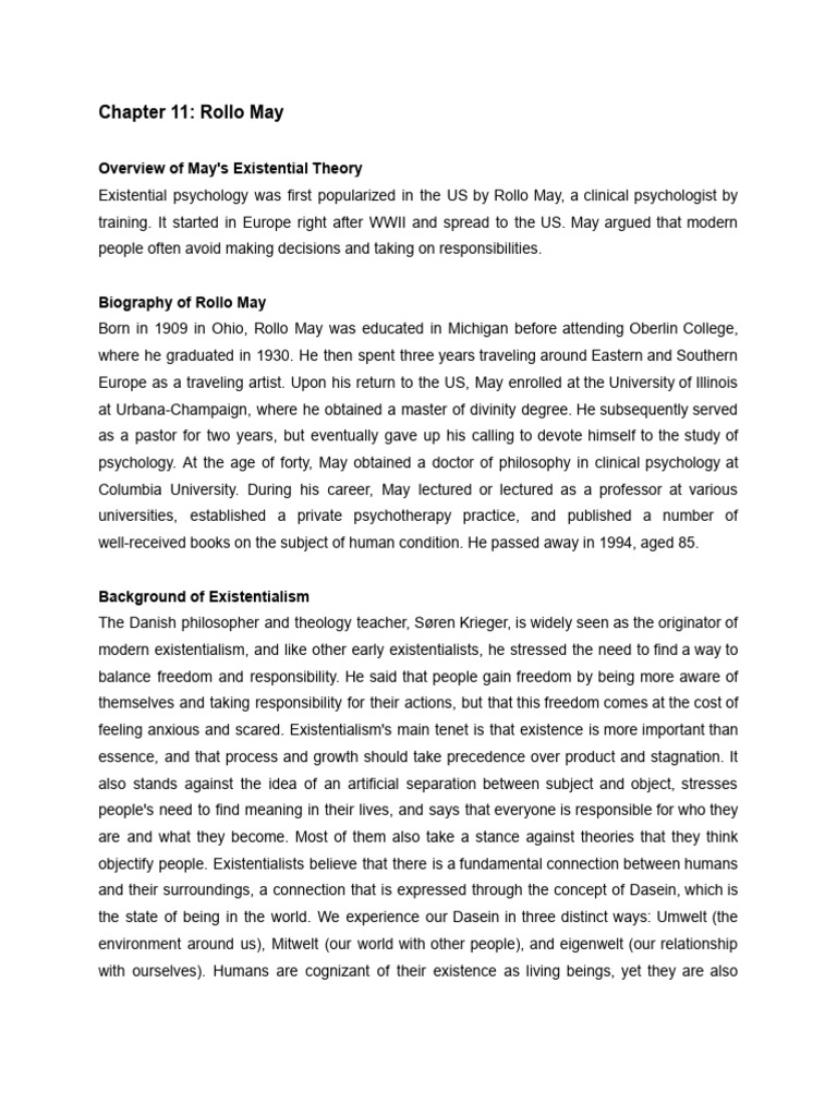 Chapter 11_ Rollo May | PDF | Existentialism | Anxiety