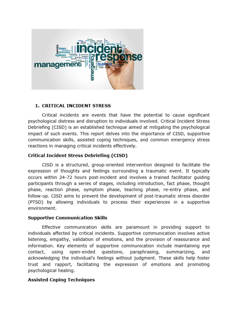 Critical Incident Stress Debriefing CISD Is A Process Thro | PDF ...