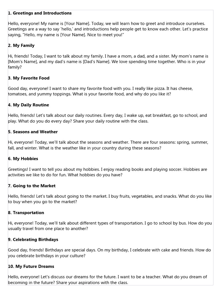 Short Speeches | PDF