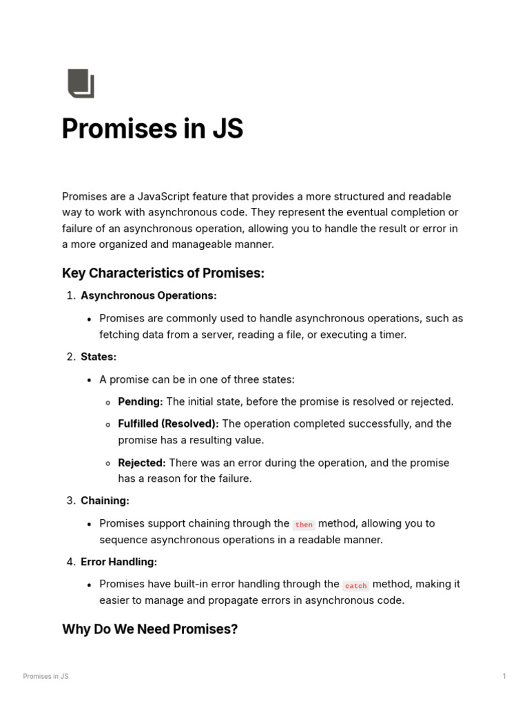 Promises in JS | PDF | Callback (Computer Programming) | Computer Science