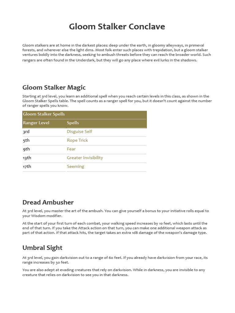 Gloom Stalker Conclave | PDF | Fantasy Role Playing Games | Dungeons ...