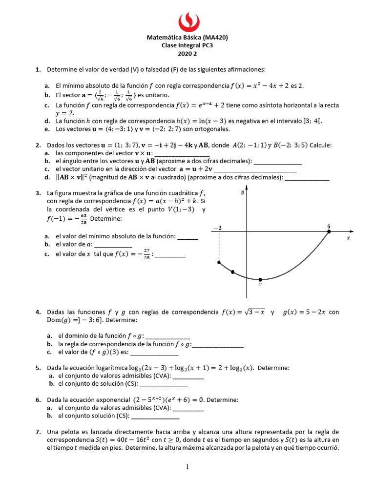 Clase Integral PC3 mate | PDF | Vector Euclidiano | Raíz cuadrada