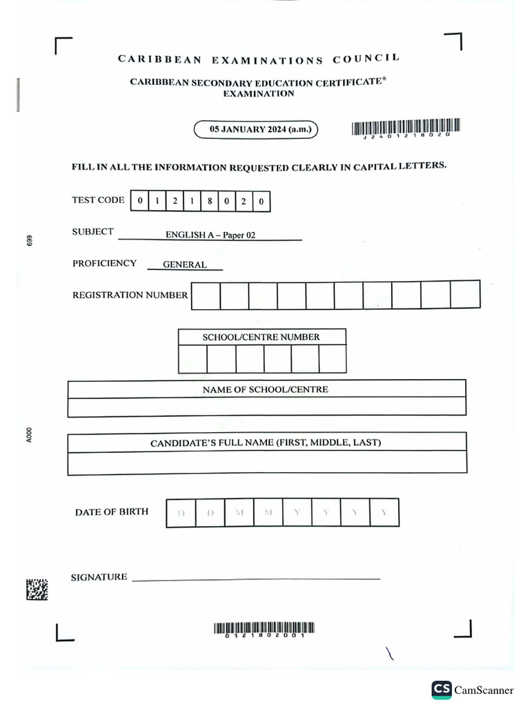 CSEC English A January 2024 Paper 2 | PDF