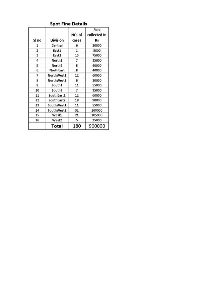 Spot Fine Collection Summary | PDF