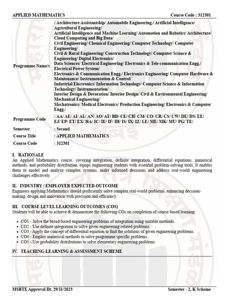 312301-Applied Mathematics 271223 | Download Free PDF | Equations | Engineering