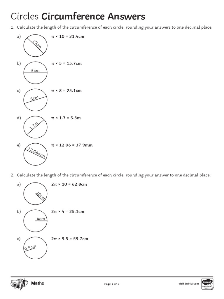 Circumference Bronze Answers | PDF | Pi | Arithmetic