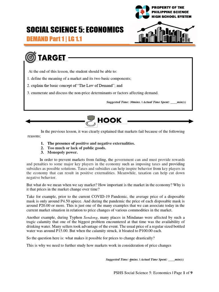 SLG SS5 1.1 Demand Part 1 | PDF | Demand | Supply And Demand