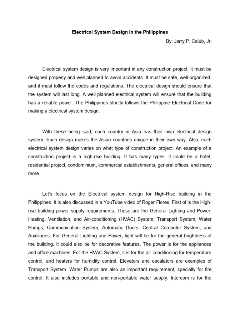 Electrical System Design in The Philippines | PDF | Electrical Wiring ...