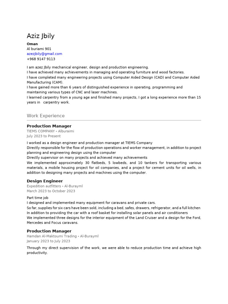 My CV | PDF | Mechanical Engineering | Engineering