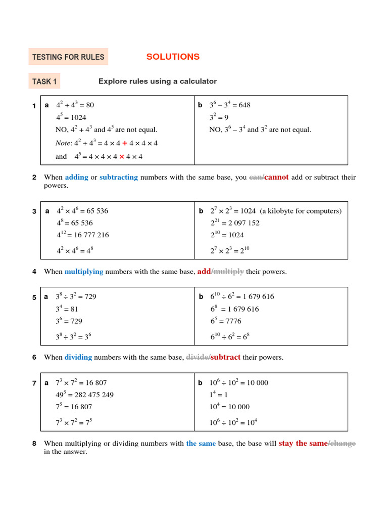 Calculator Rules for Exponents Explained | PDF | Multiplication ...