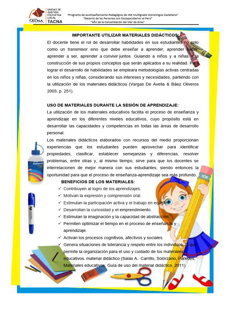 Importante Utilizar Materiales Didácticos | PDF | Aprendizaje | Enseñando