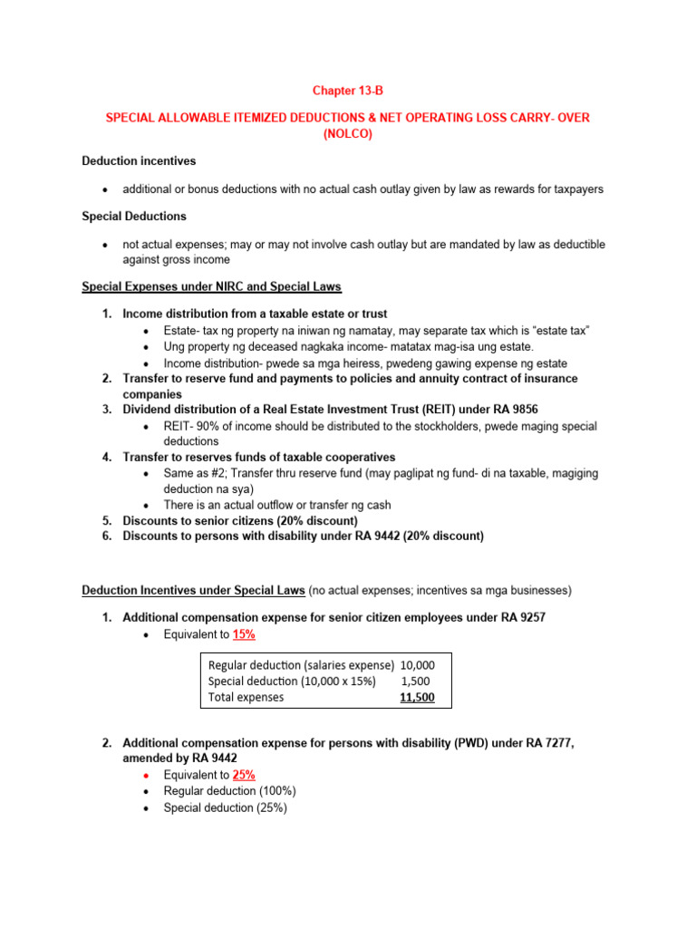 TAXATION Chapter 13-B and C | PDF | Tax Deduction | Expense